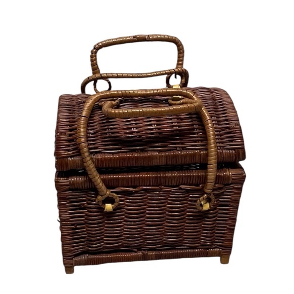 Vintage | Accents | Vintage Brown Wicker Rattan Natural Small Basket ...